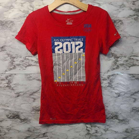 Nike | Tops | Ladies Nike Us Olympic Team Red Running Shirt Xs | Poshmark